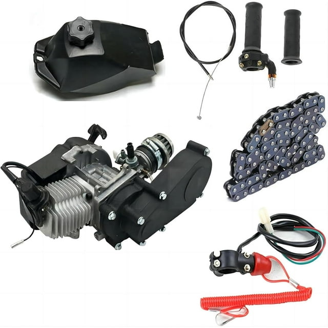 49CC 2-stroke Engine Motor Kit, Pull Start Mini Bike 49cc Engine Single ...