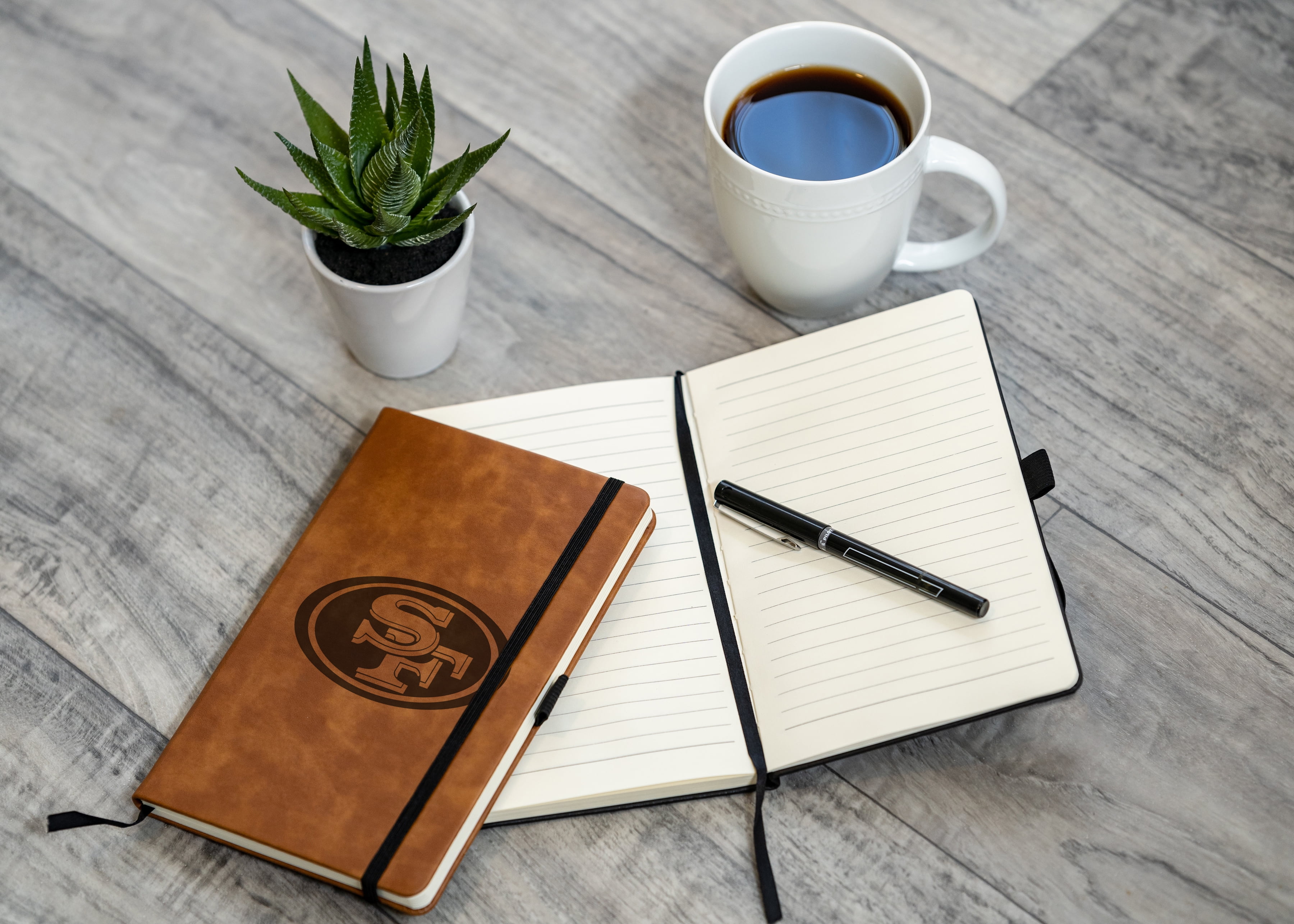49ERS Laser Engraved Brown Notepad With Elastic Band - Generic ...