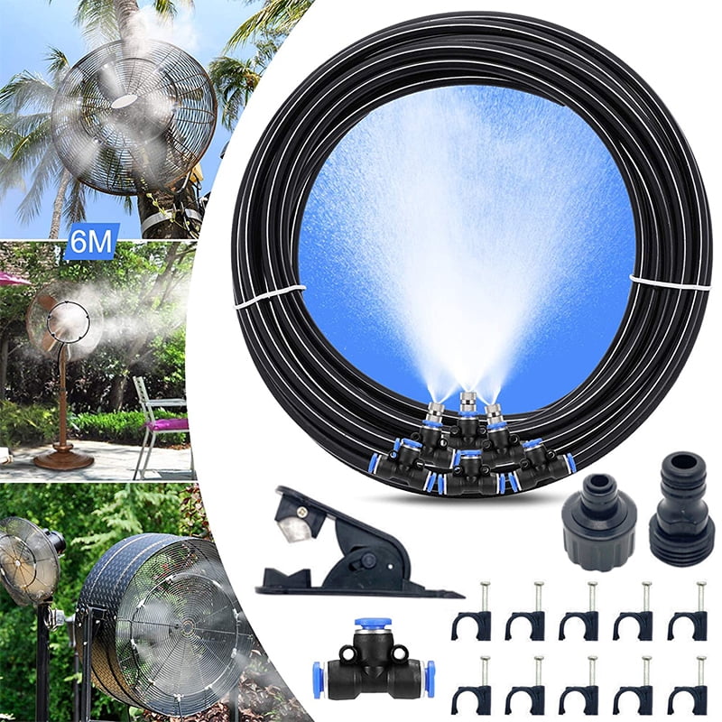 49FT Misting Line Cooling System Water Hose 15 Brass Mist Nozzles ...