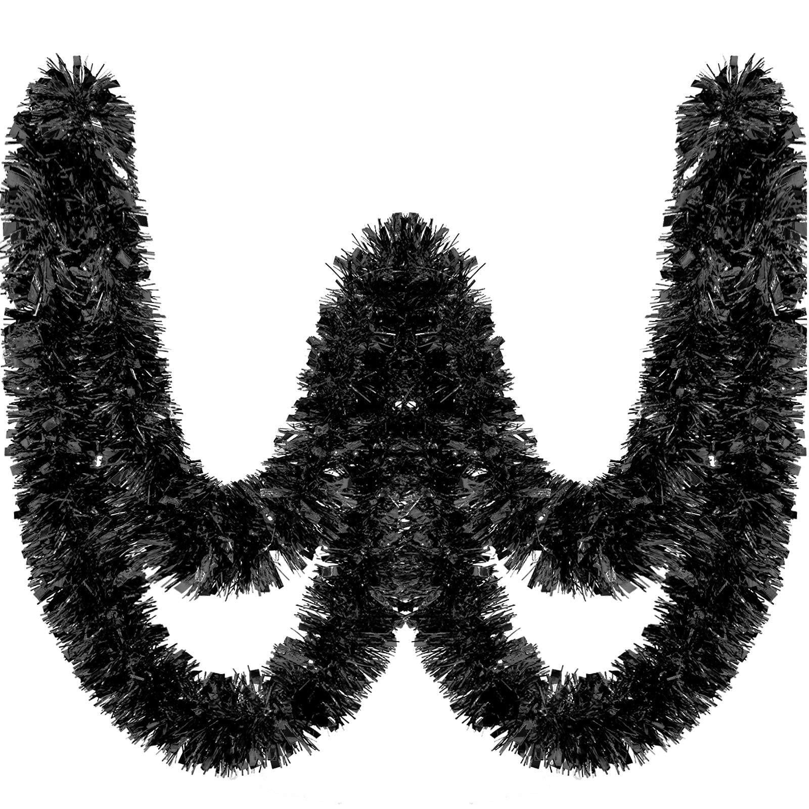 49Ft Black Christmas Tinsel Garland – Metallic Twist Shiny Hanging ...