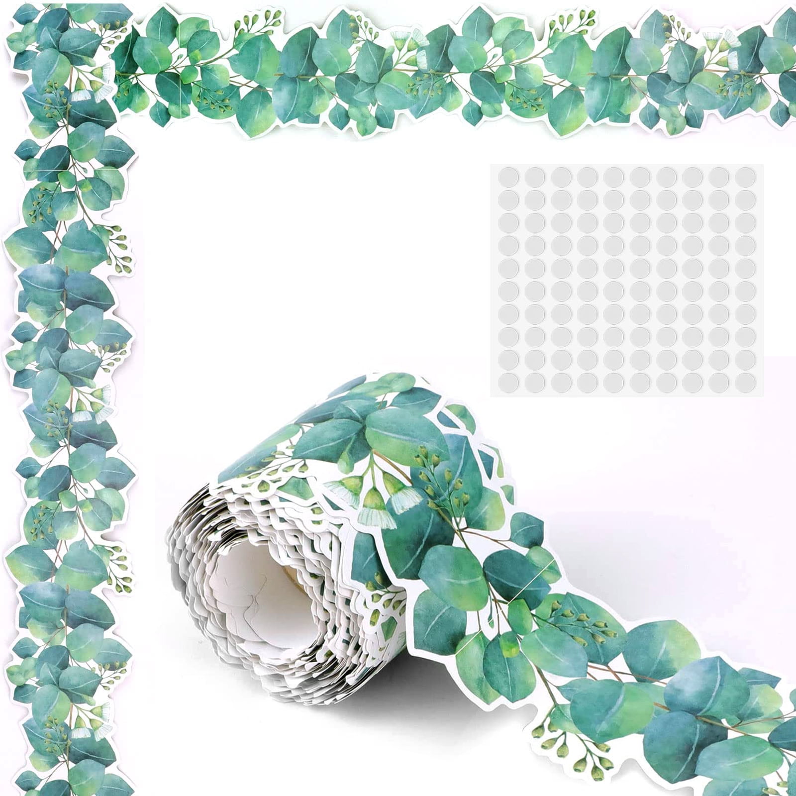 49Ft Bulletin Board Borders Card, Eucalyptus Die-Cut Border Trim ...