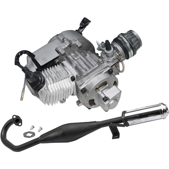 49cc 2-Stroke Engine Motor Kit with Exhaust Muffler Pipe for Mini ...
