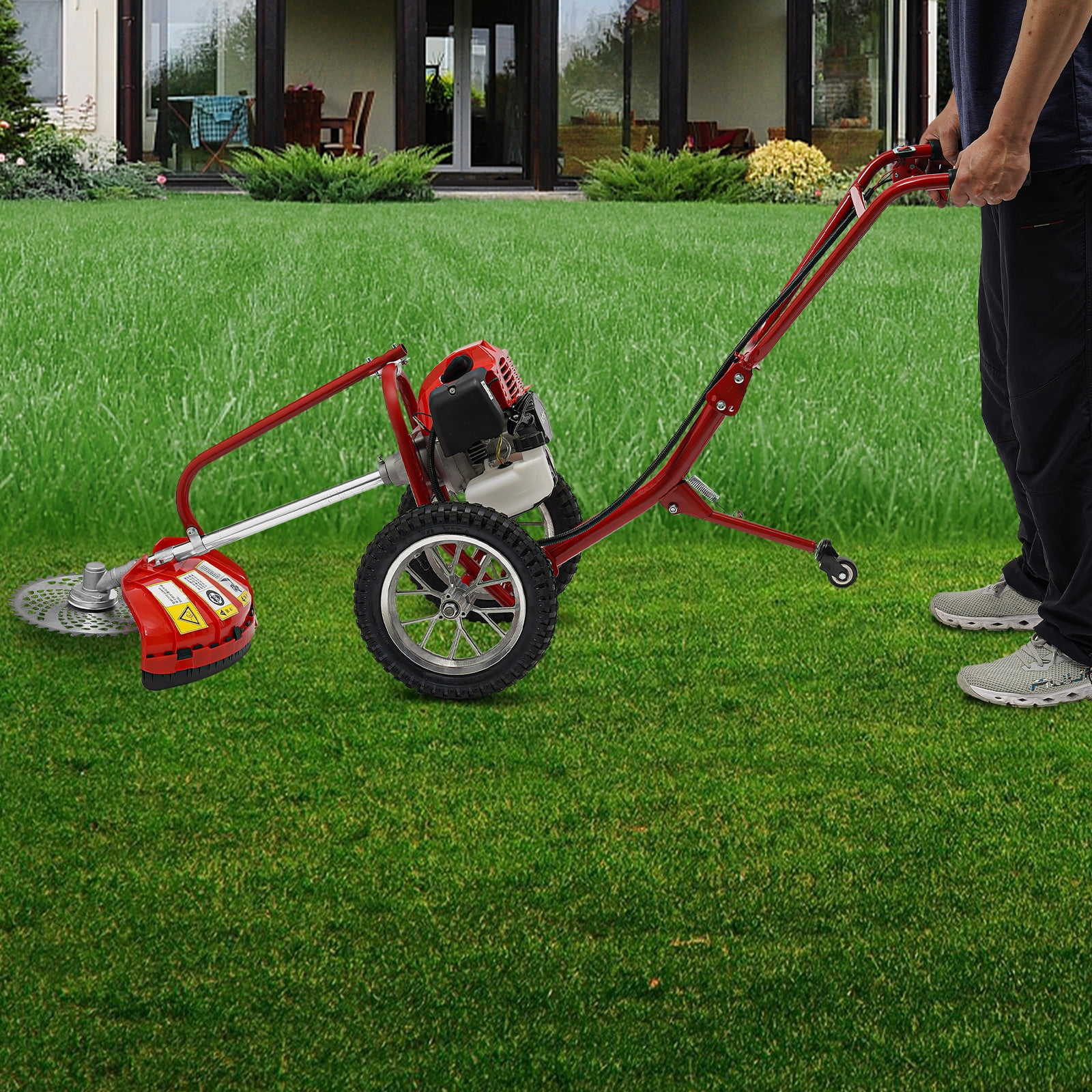49cc Gas Powered 2-in-1 Walk-Behind Weed Cutter & Cultivator, 11 ...