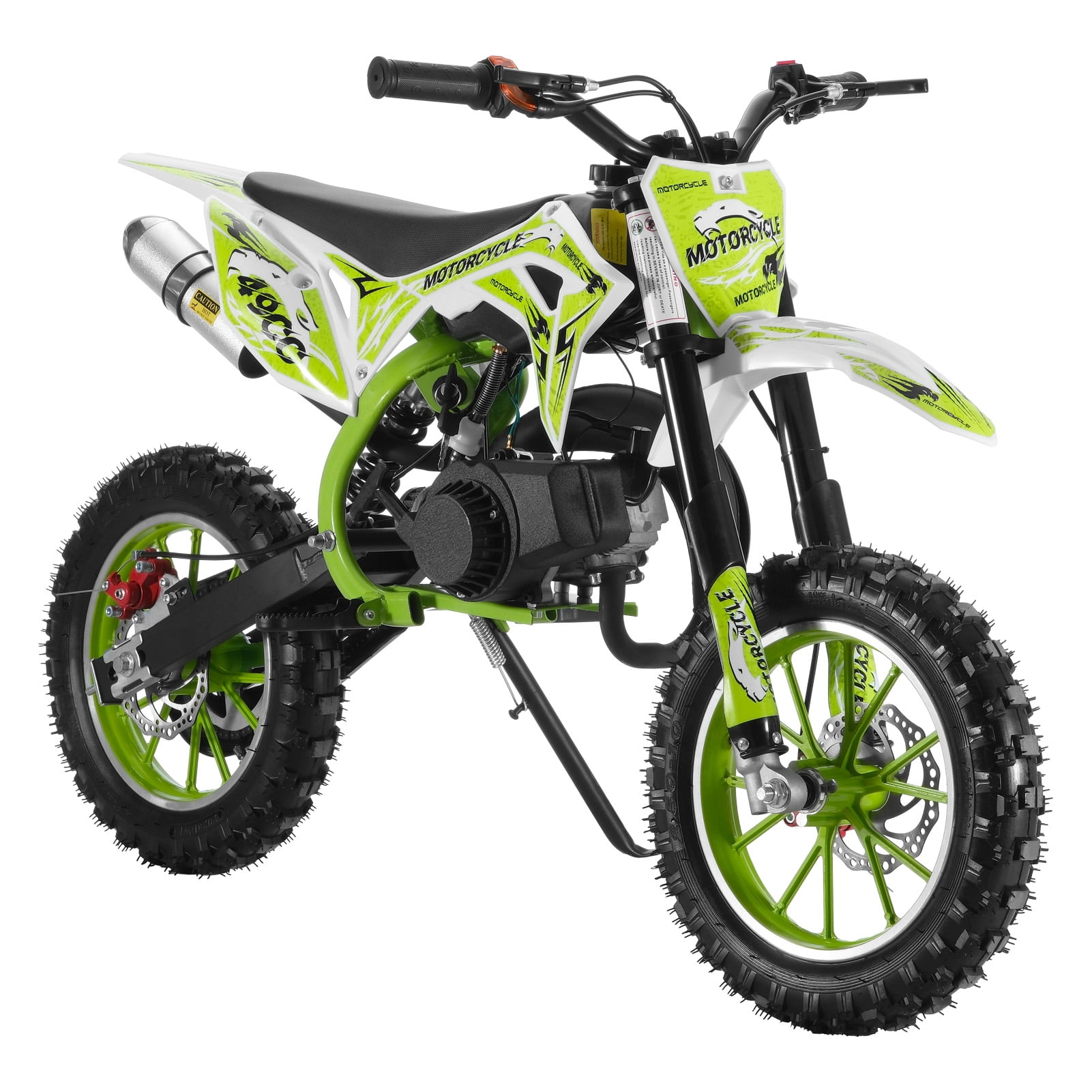 49cc Gas Powered Pocket Bike, 2-Stroke Mini Motorcycle for Off-Road Use, Green Dirt Bike with ...