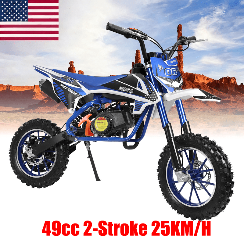 49cc Kids Dirt Bike,2-Stroke Gas Dirt Bike, Dirt Bike for Kids 8-14,Gas Power Pocket Rocket Bike ...