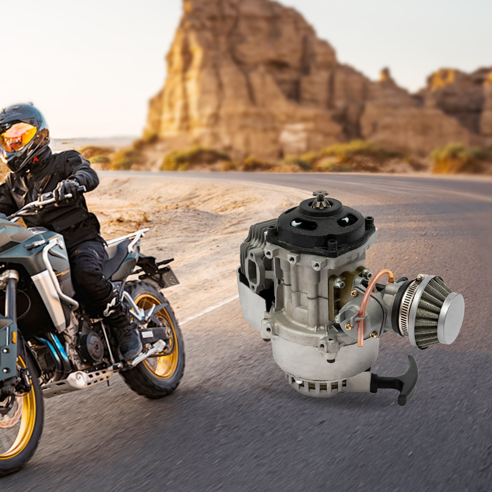 49cc Mini Dirt Bike Engine Complete Unit with Clutch, Pull Start, Air ...