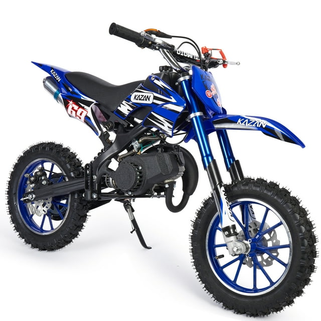"49cc Kids Mini Dirt Bike, Gasoline Powered 2-Stroke off Road Motorcycle with 10"" Wheels, Blue ...