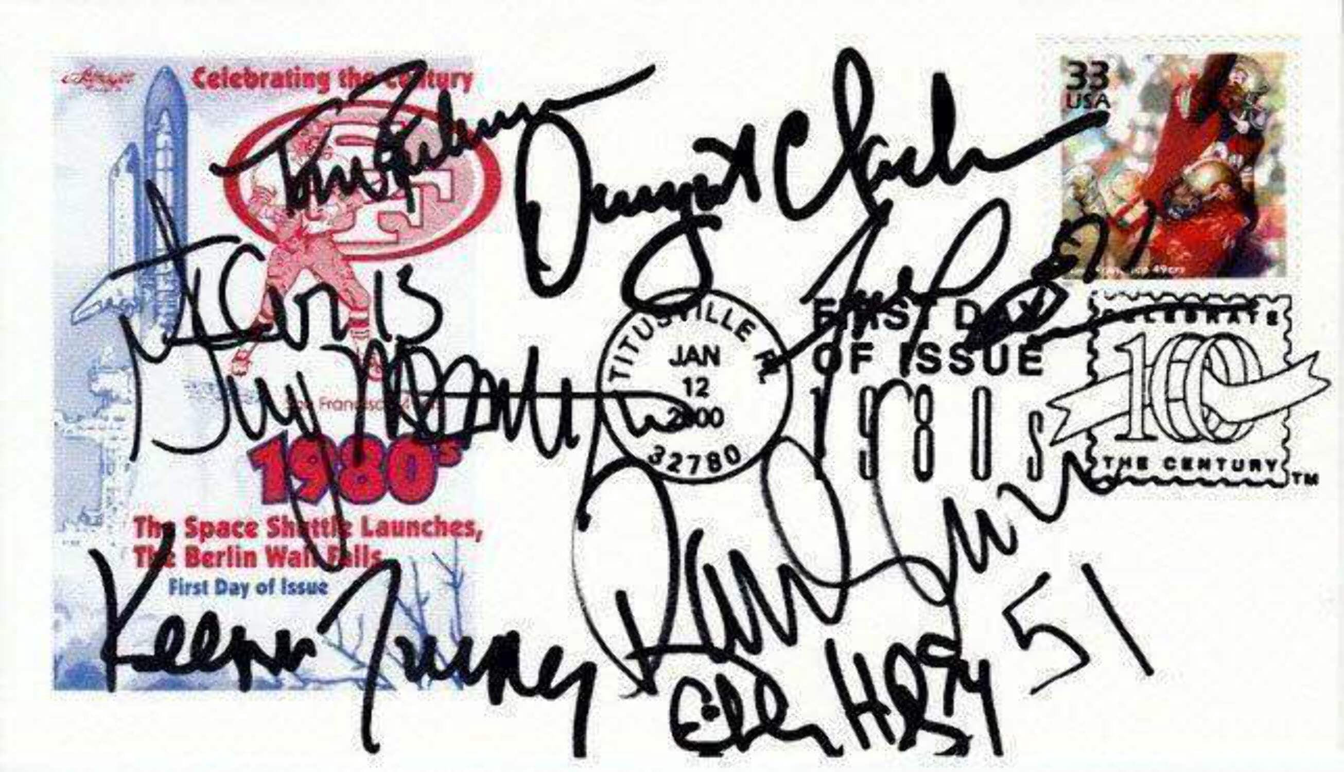 49ers 80s cachet signed by Dwight Clark Randy Cross Fred Dean Charles ...