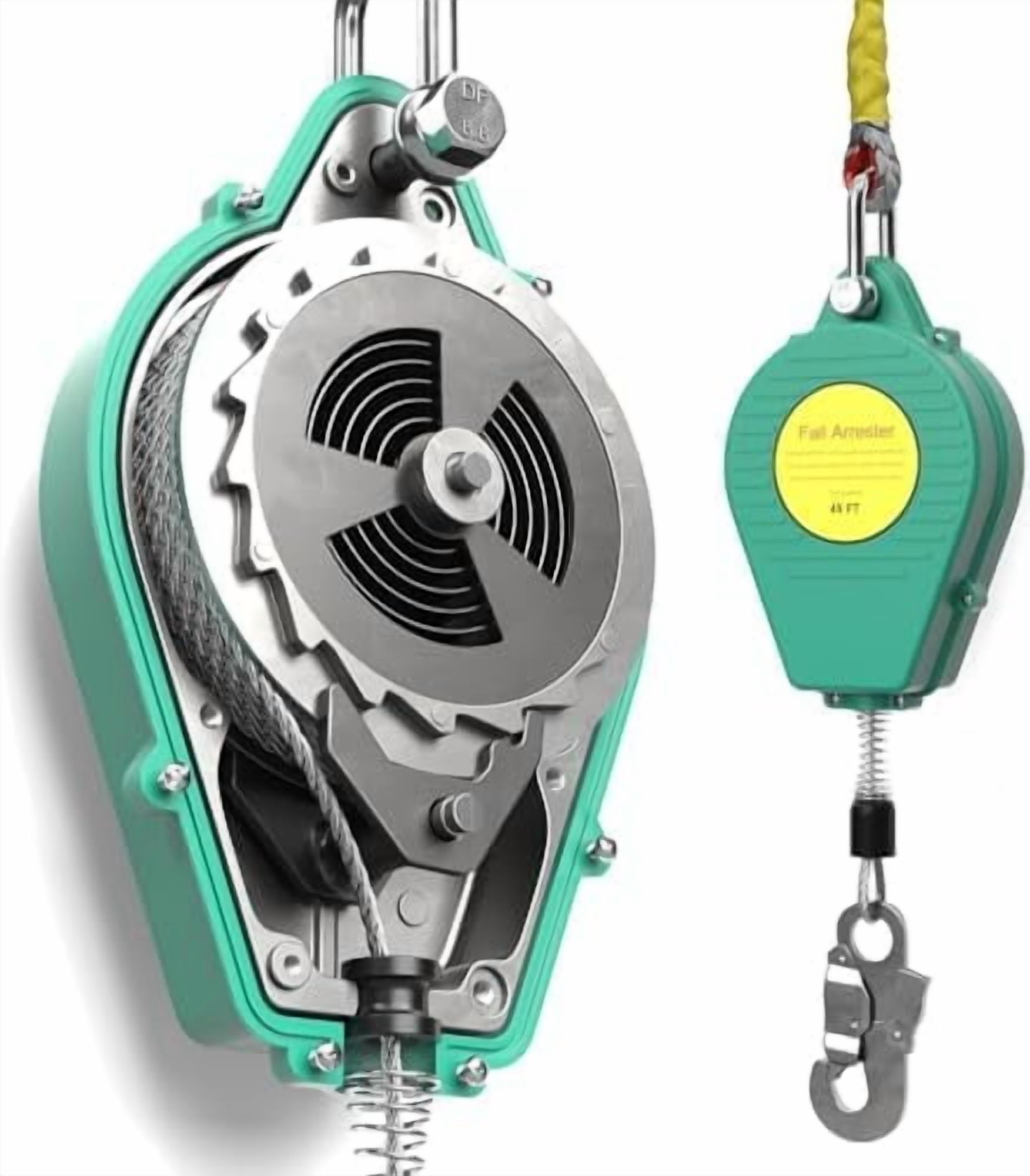 49ft Self-Retracting Lifeline: 330lbs Fall Arrester, Double Safety ...