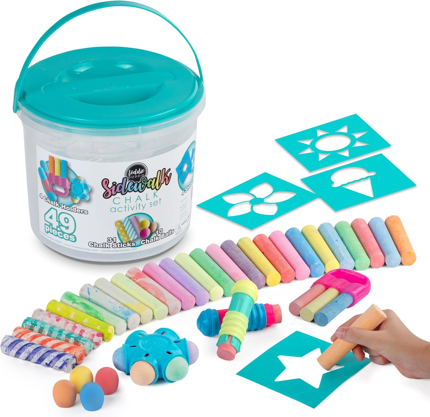 49pc Sidewalk Bucket – Outdoor Activity Play Set for Kids, 31 Assorted ...