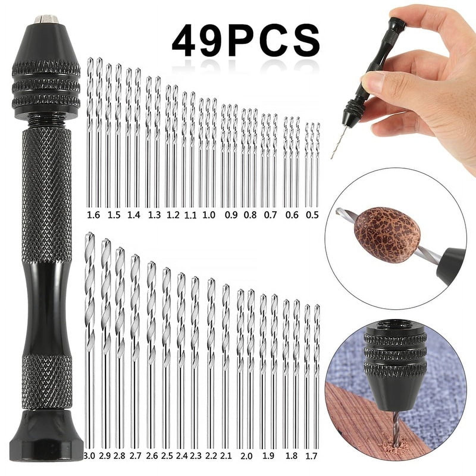 49pcs 0.5mm-3mm Precision Drill Bits Micro with Hand Drill Rotary Tool ...