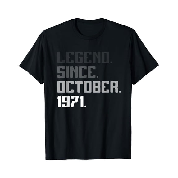 49th Birthday Gifts 49 Years Old Legend Since October 1971 T-Shirt ...