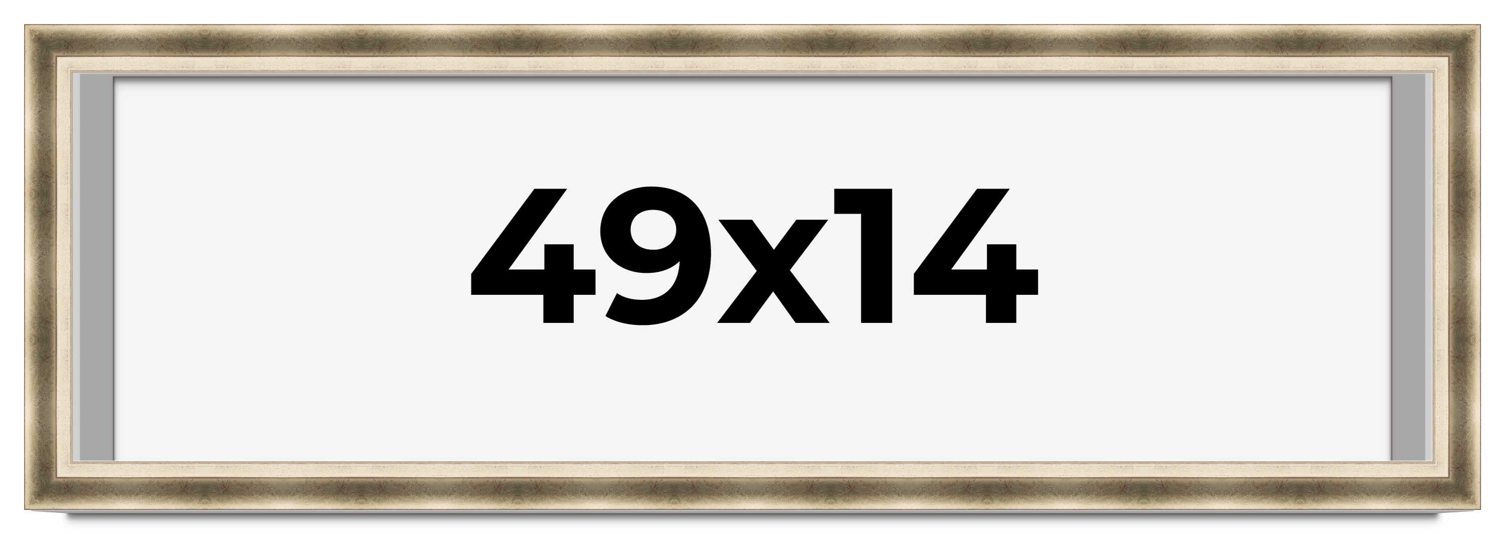 49x14 Shadow Box Frame Silver | 1.75 inches Deep Real Wood Traditional ...