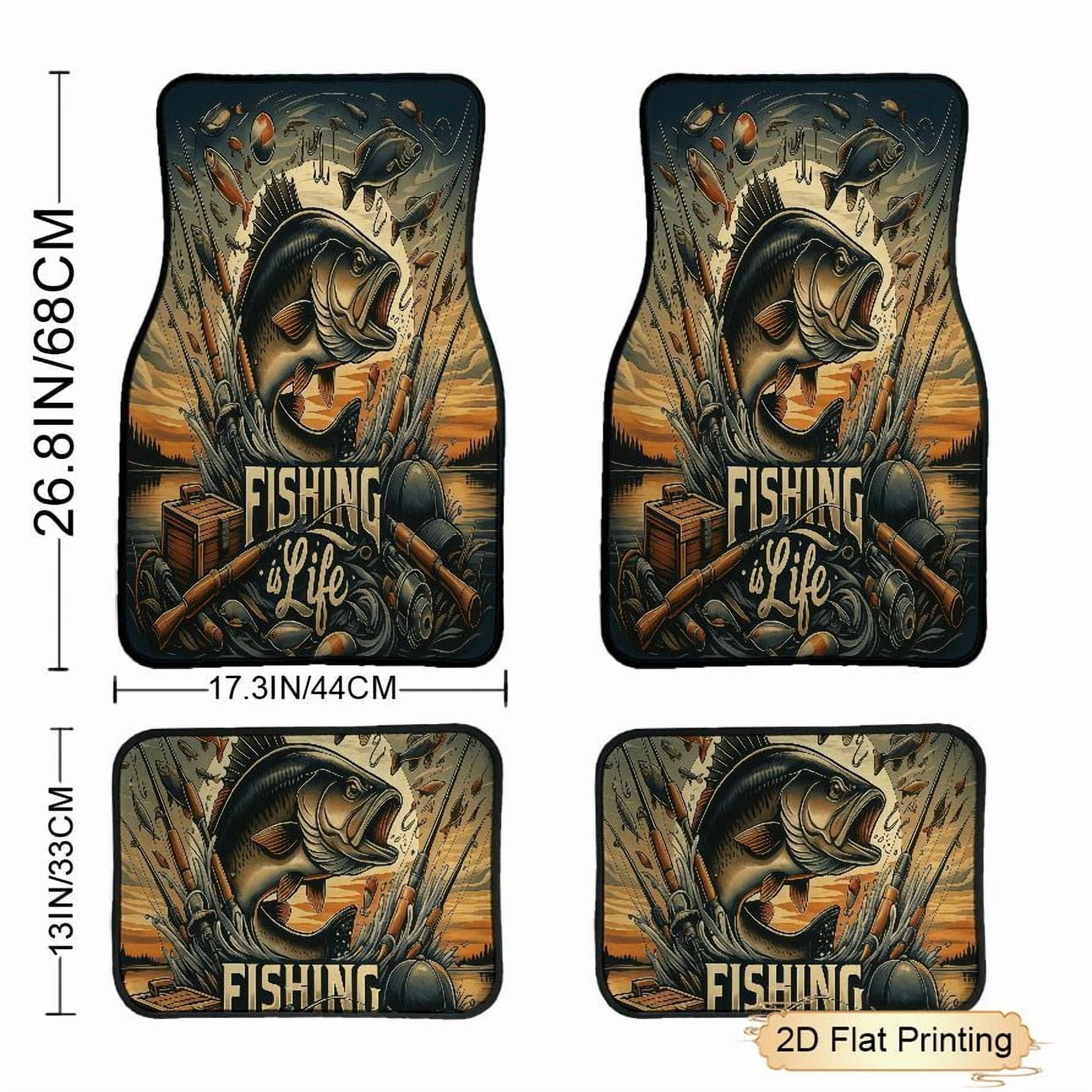4A Set of Car Floor Matsfishing Theme Car Mats with Big Fish Patterns ...