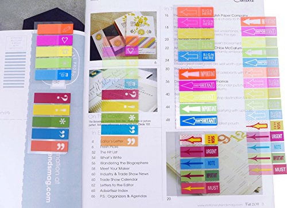 4A Sticky Notes Flags Set,Neon Color Index Label, Transparent Tabs ...