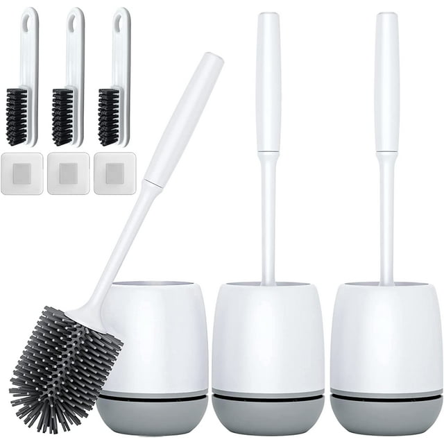 4ALL Toilet Brush and Holder Caddy Set 3 Pack - Toilet Bowl Brush Caddy ...