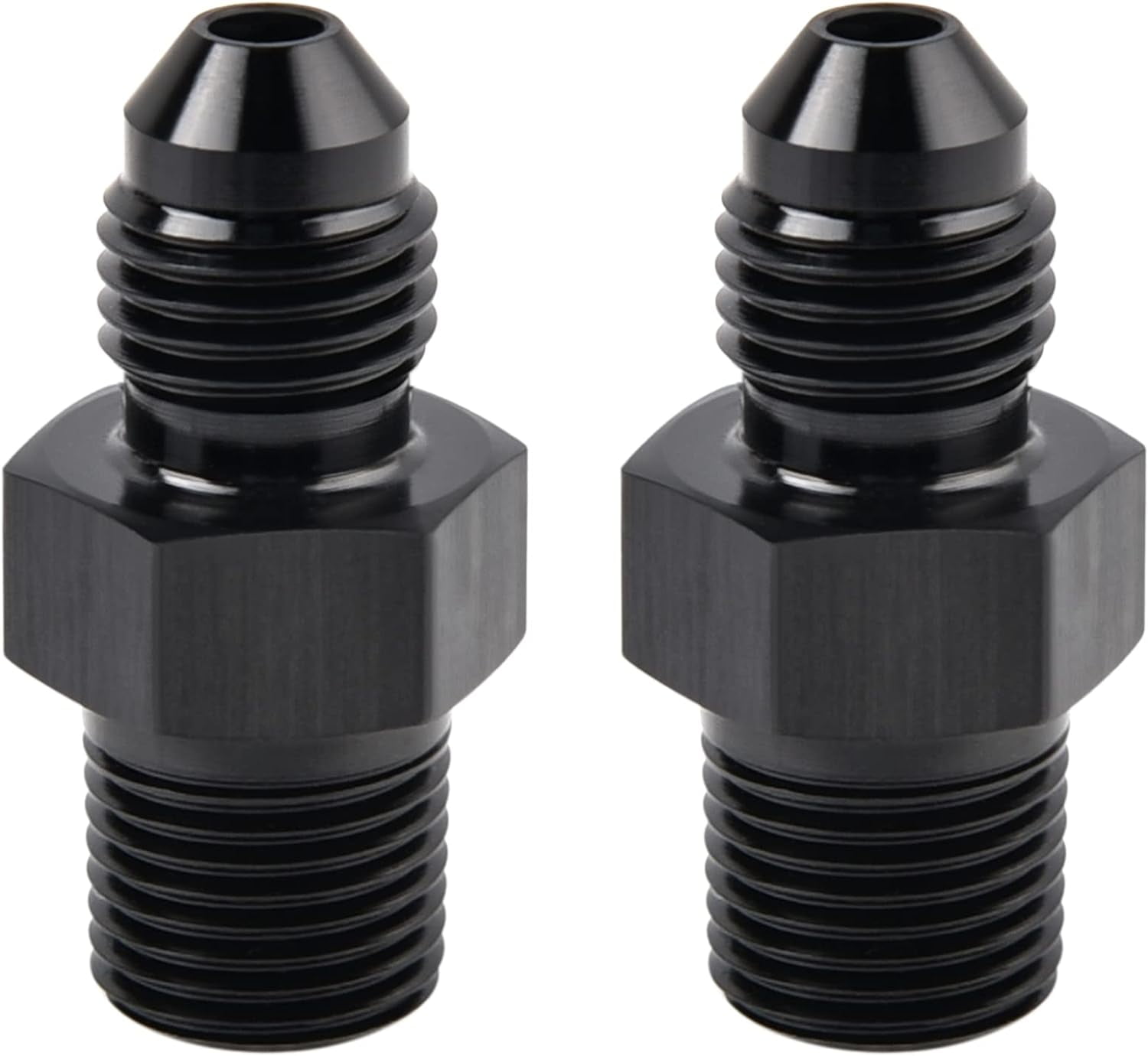 4AN Male Flare to 1/8" NPT Pipe Fitting Adapter Aluminum Straight Black 2PCS - Walmart.com