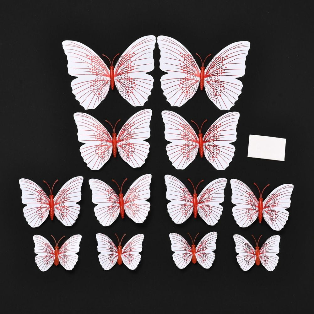 4Bag PVC Plastic Artificial 3D Butterfly Decorations with Adhesive ...