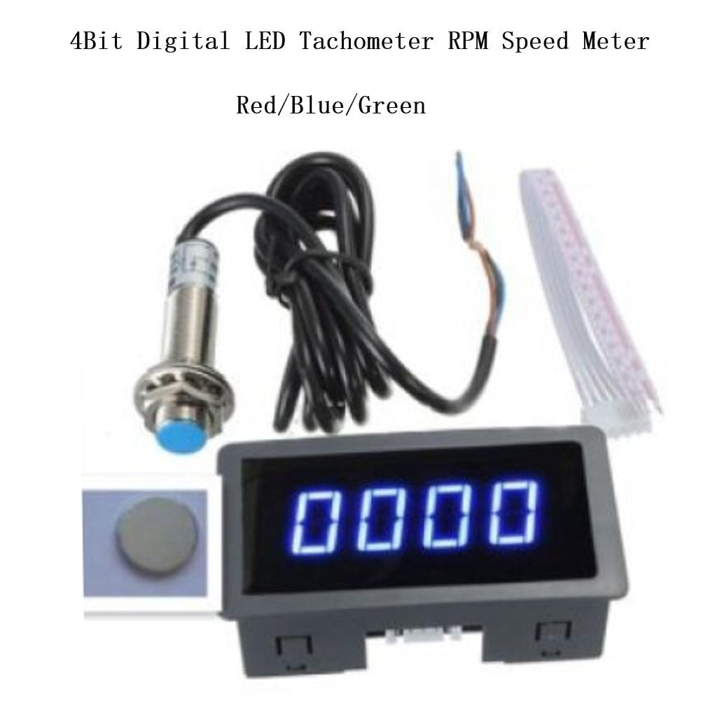 4Bit Digital LED Tachometer RPM Speed Meter+Hall Proximity Switch ...