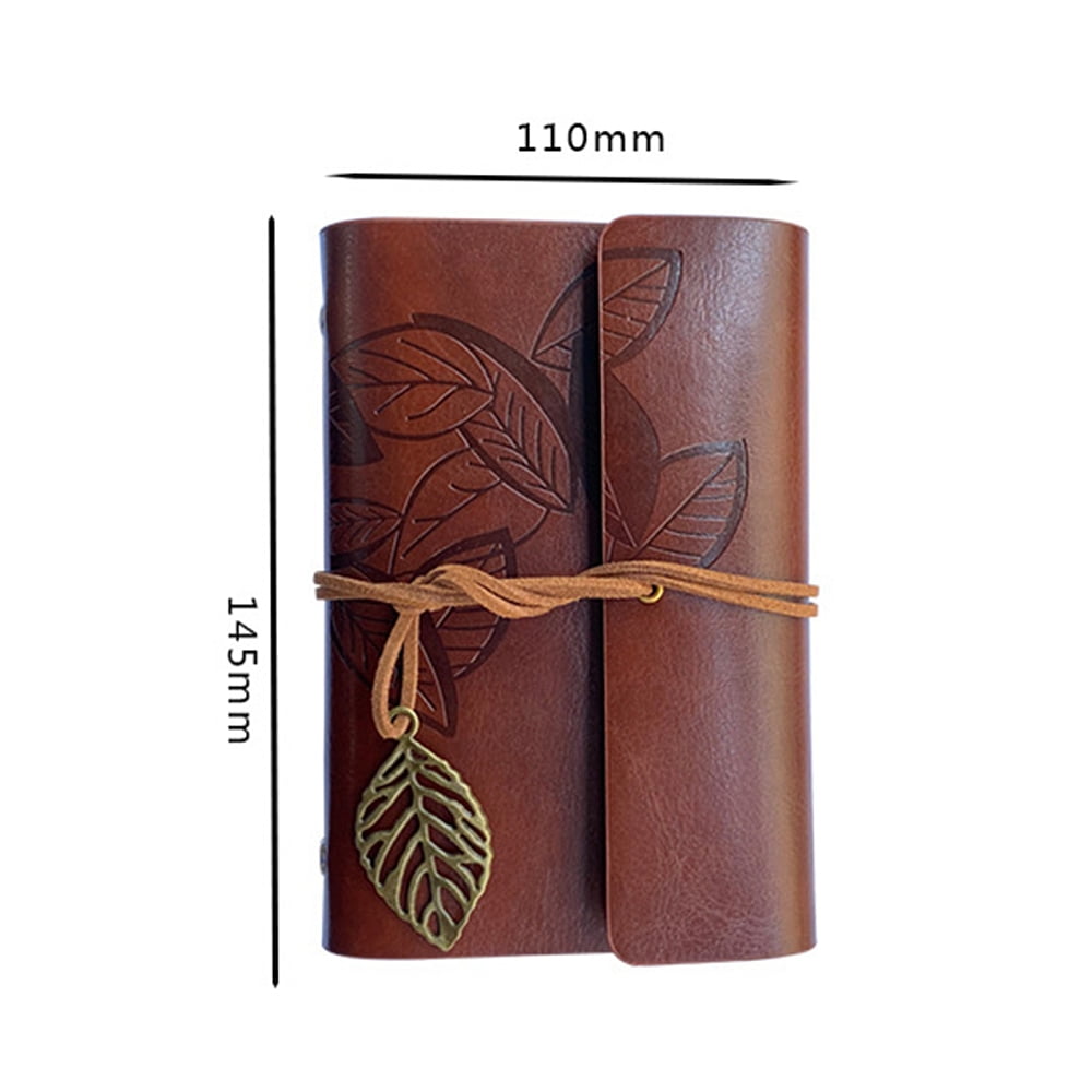 4Book PU Leather Cover Binder Notebooks Travel Journal with String Leaf ...