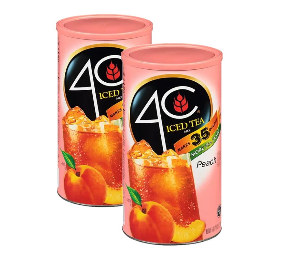 4C Peach Iced Tea Mix, Instant Sweet Flavored Drink, 2 Pack of 35QT ...