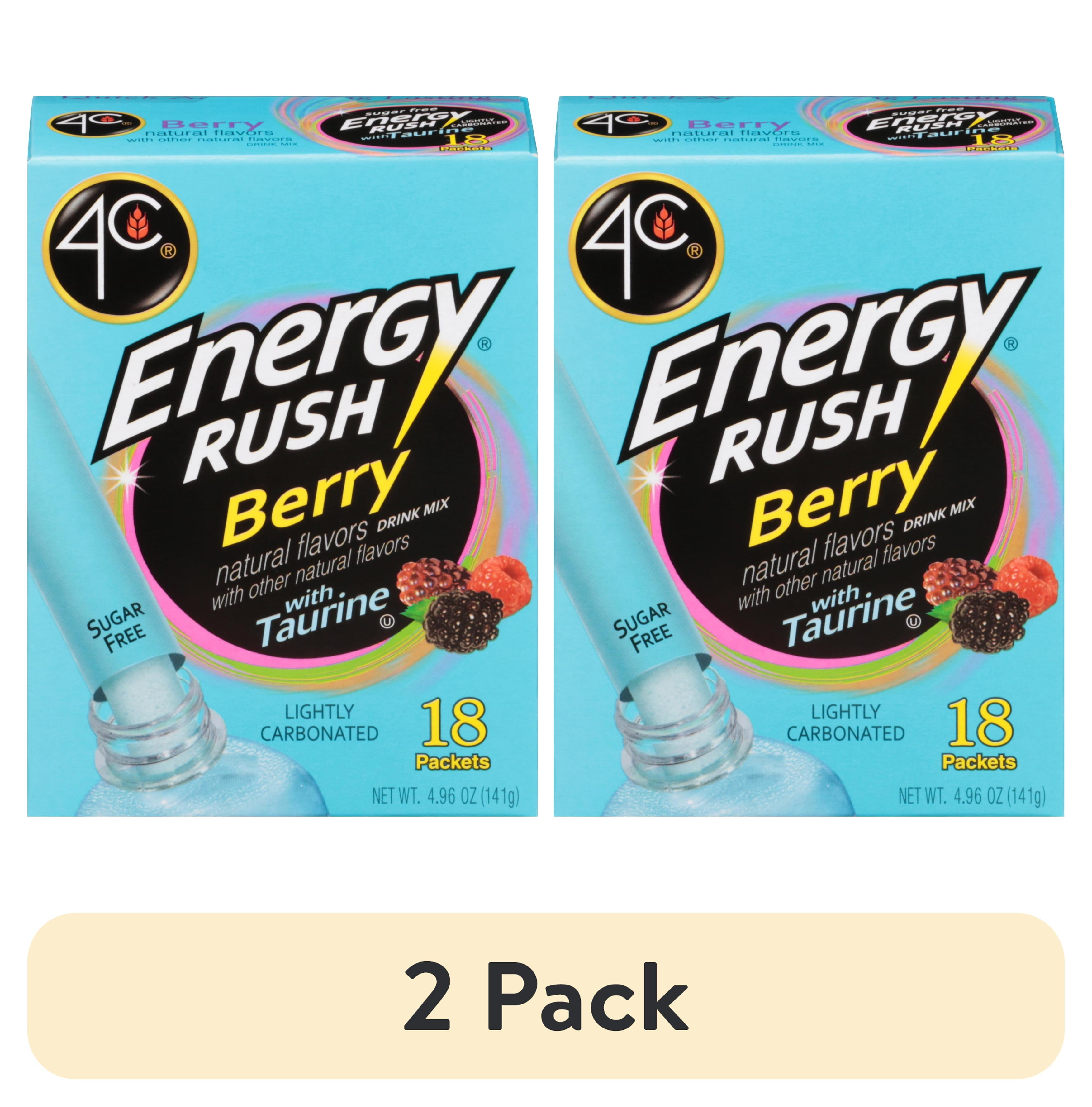 (2 pack) 4C Totally Light 2 go Energy Rush Berry Drink Mix, 14 ct ...
