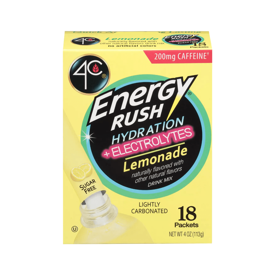 4C Energy Rush Hydration + Electrolytes Sugar Free Drink Mix Packets ...