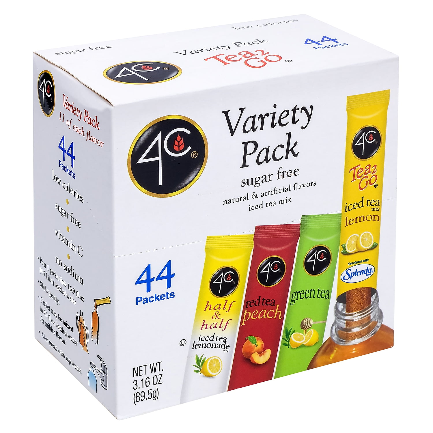 4C Iced Tea Mix Variety Pack, Sugar-Free, Green Tea, Red Tea, Lemonade ...