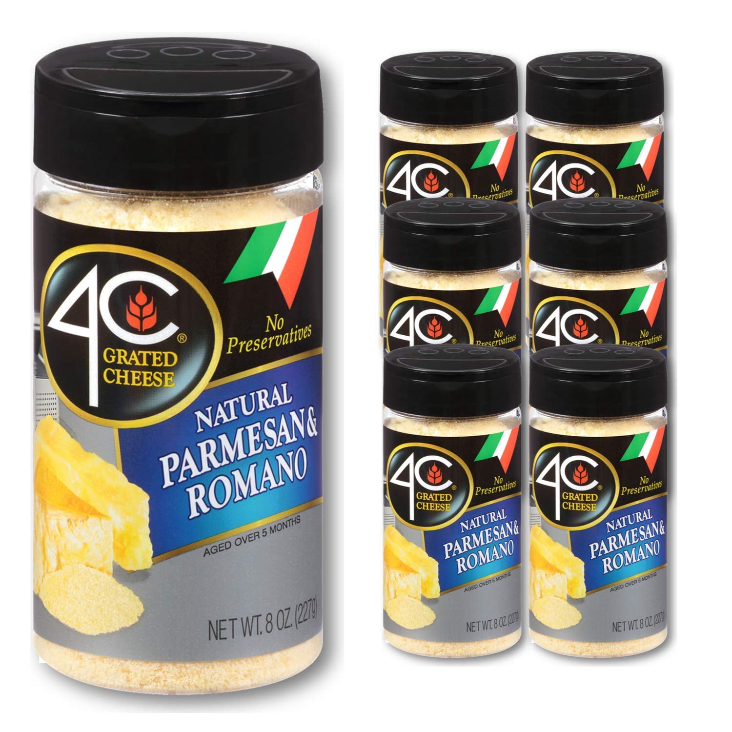 4C Grated Parmesan Romano BDF32 Cheese Cannisters, 6 Pack, All Natural ...
