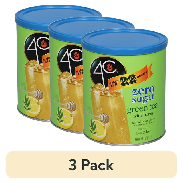 (3 pack) 4C Zero Sugar Green Tea Antioxidant Iced Tea Mix 13.9 oz ...