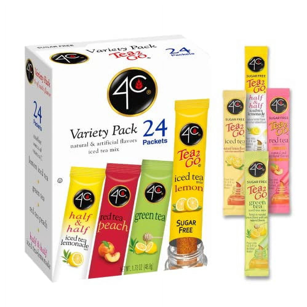 4C Powder Drink Mix Packets, Iced Tea Variety, 24 Single Serve Stix ...