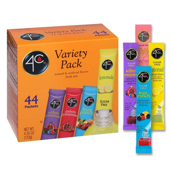 4C Powder Drink Mix Packets, 44 Count, Variety Pack, Singles On the Go ...