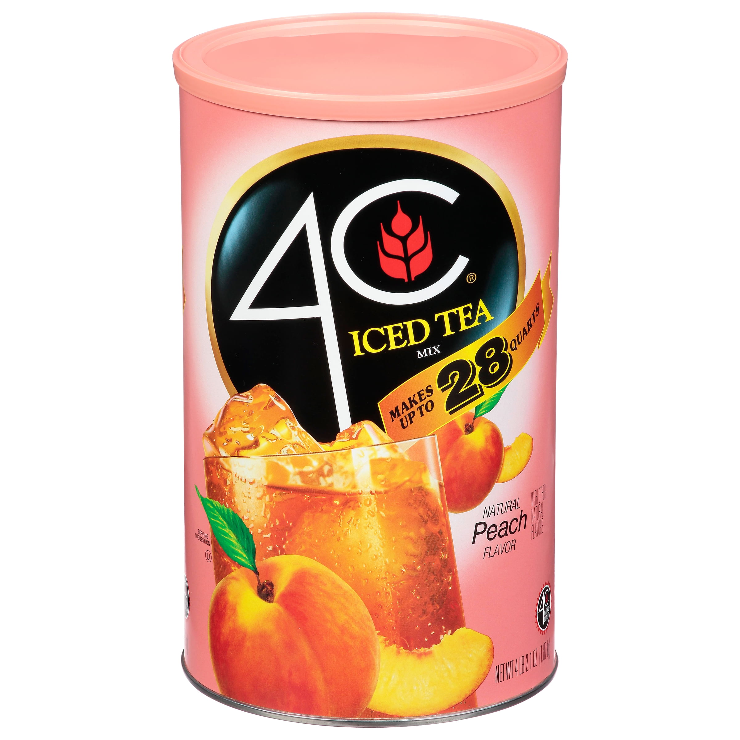 4C Instant Iced Tea Mix, Natural Peach Flavor with Water & Ice, 66.1 oz ...