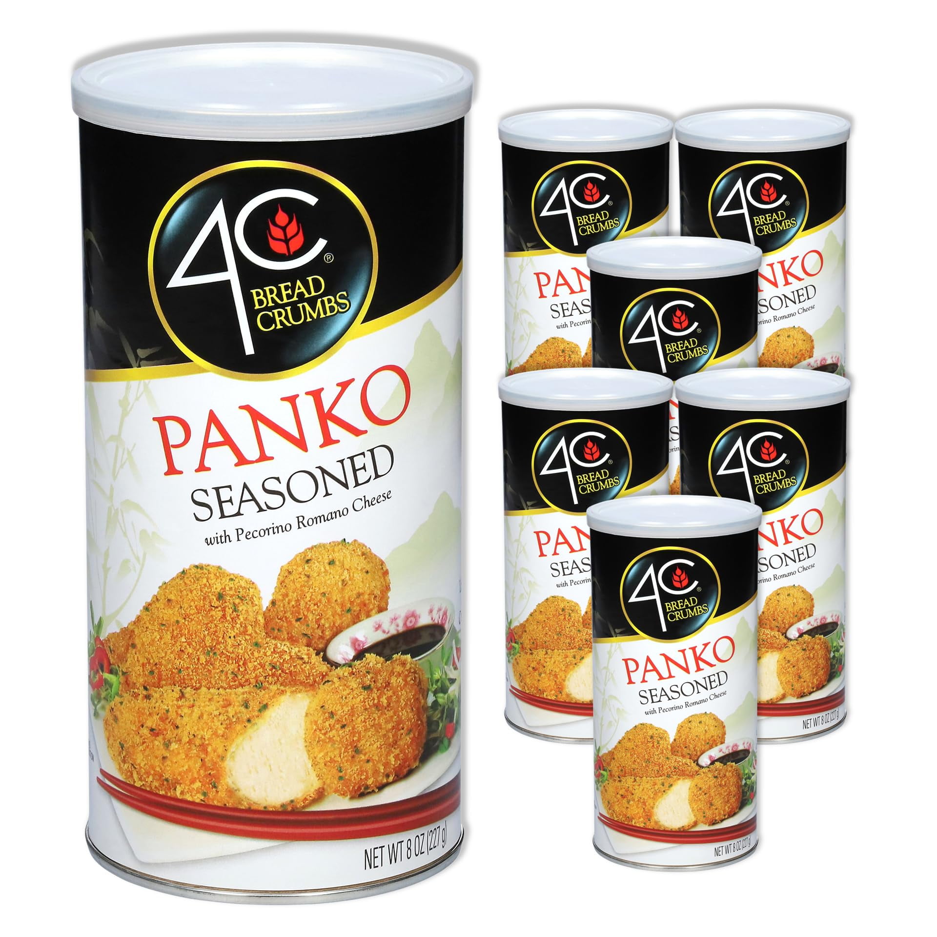 4C Premium Bread Crumbs, Panko Seasoned 8 Ounce 6 Pack, Regular & Gluten Free, Flavorful Crispy ...