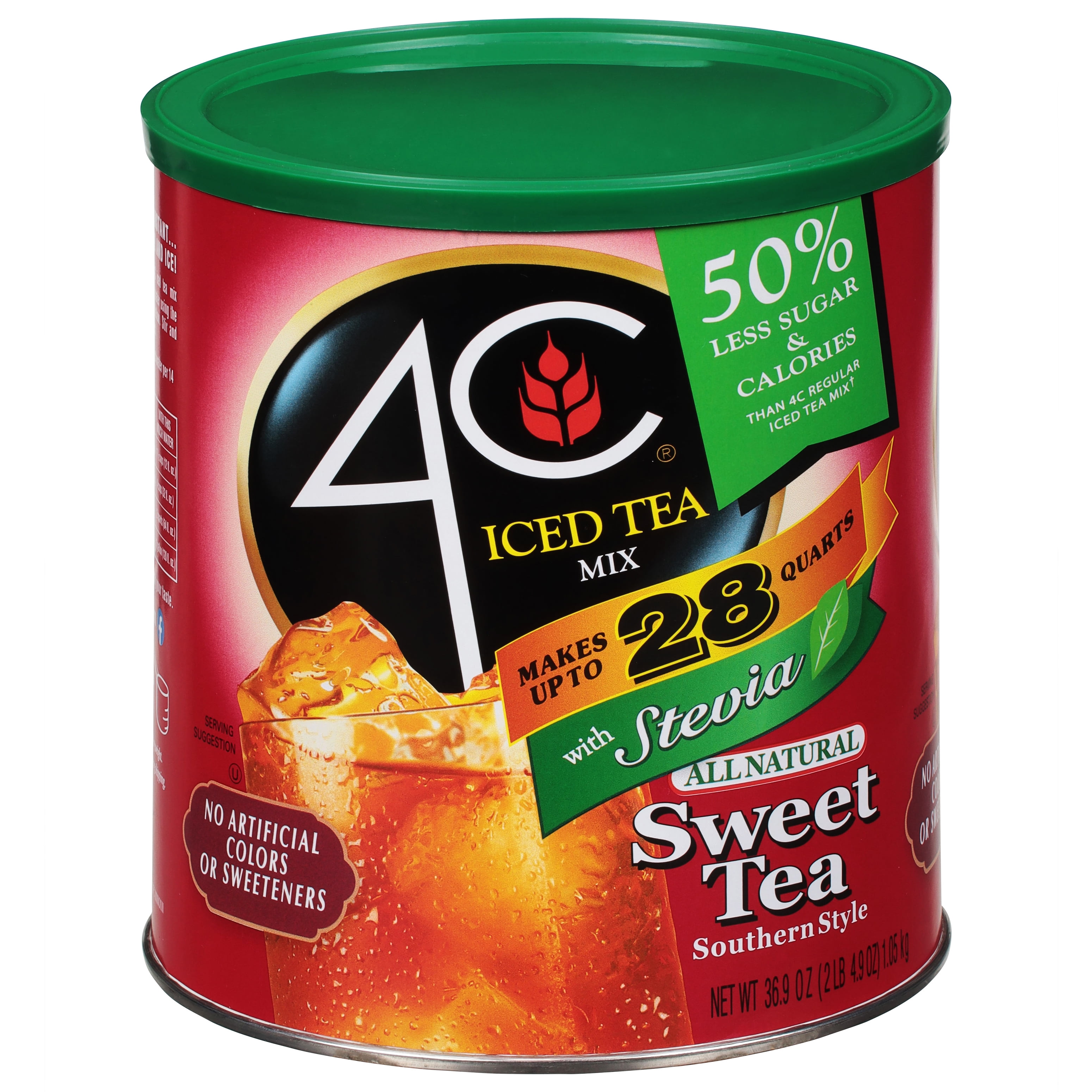 4C Reduced Sugar Sweet Iced Tea Mix, 50% Less Sugar, Natural Sweeteners ...