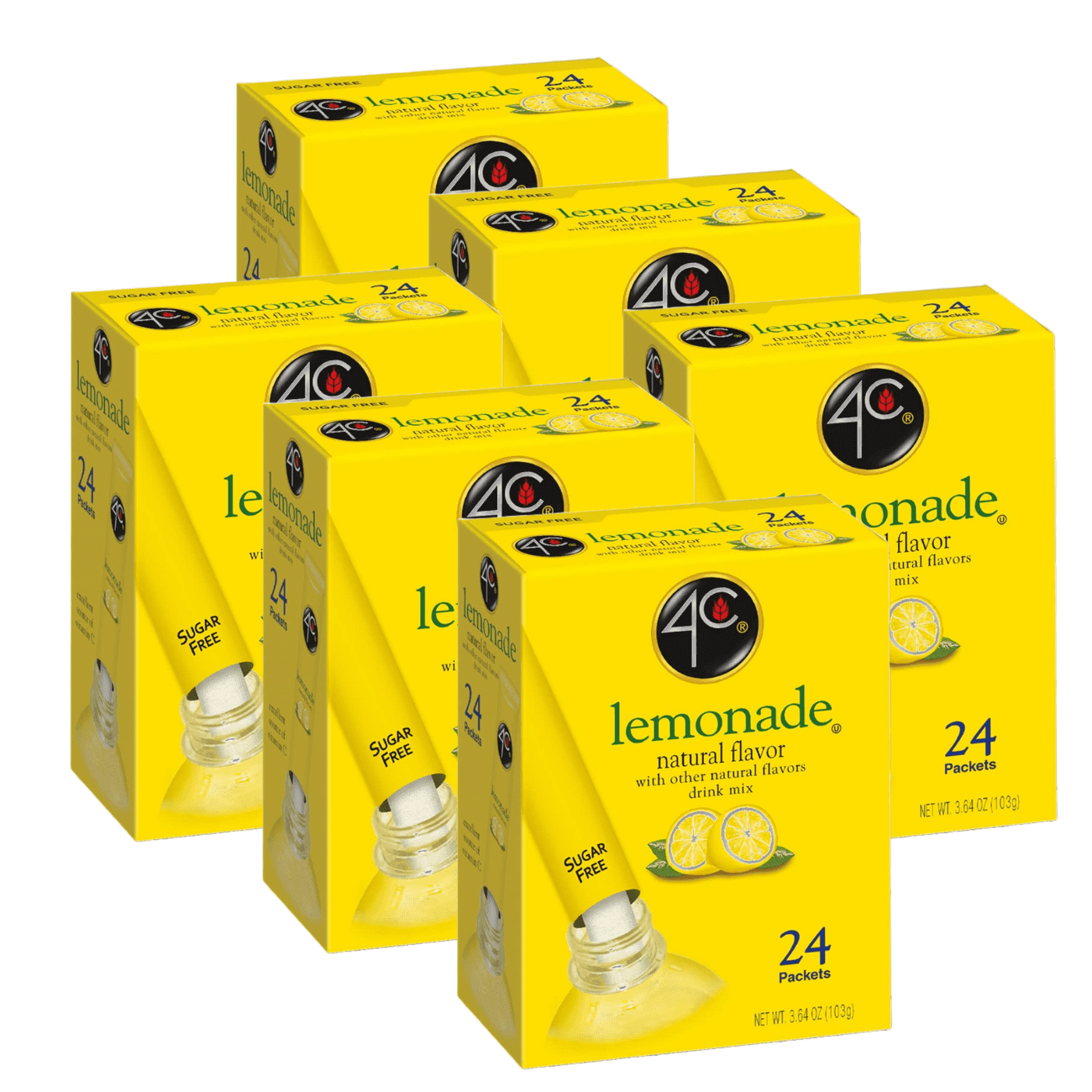 4C Sugar Free Drink Mix Sticks Flavor: Lemonade (24 stick box), Size: 6 ...