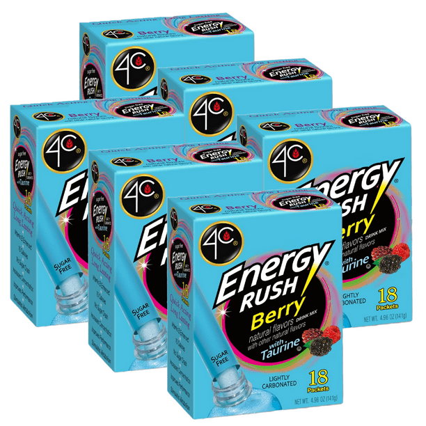 4C Sugar Free Energy Rush Drink Mix Sticks Flavor: Berry, Size: 6-Pack ...