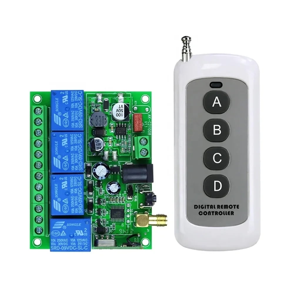 4CH 433MHz DC12V-36V 10A Relay Switch Wireless Remote Control system RF ...