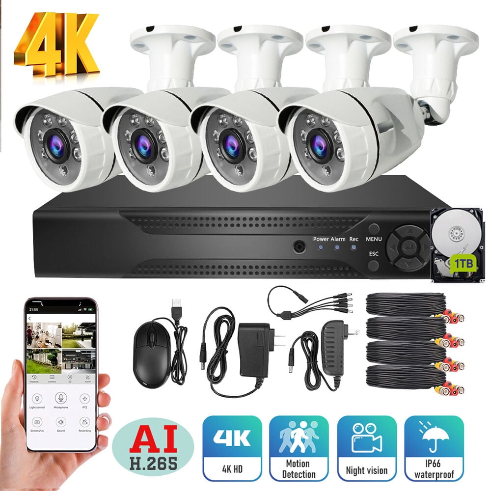 4CH 5MP Lite DVR 1080P Outdoor CCTV Security Camera System Kit w/ 1TB ...