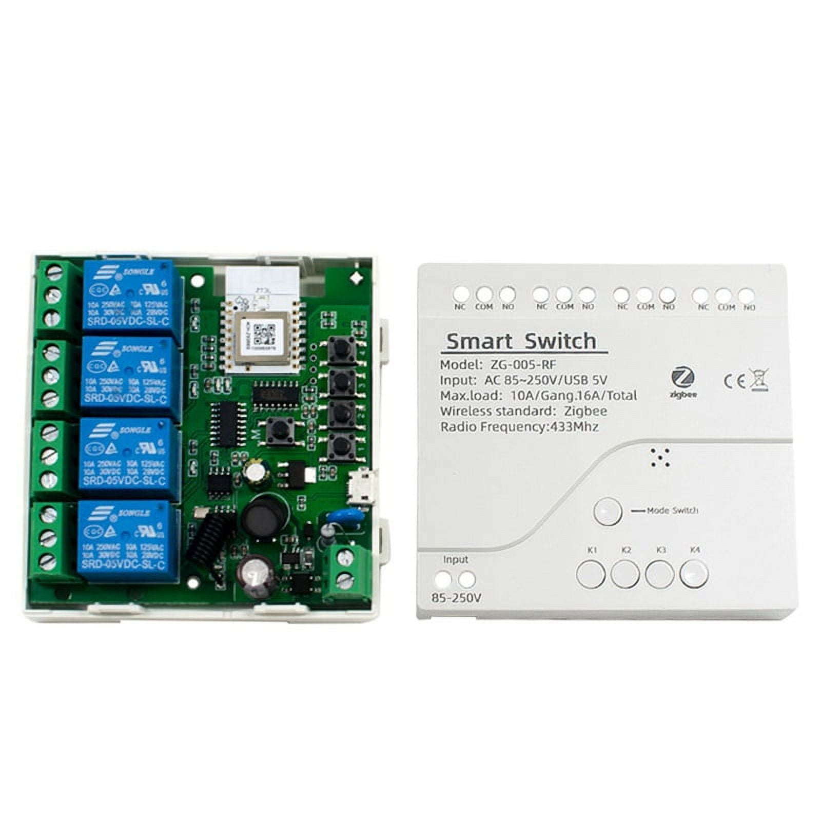 4CH Tuya Zigbee Smart Switch Module 85-250V Relay Home Remote Control ...