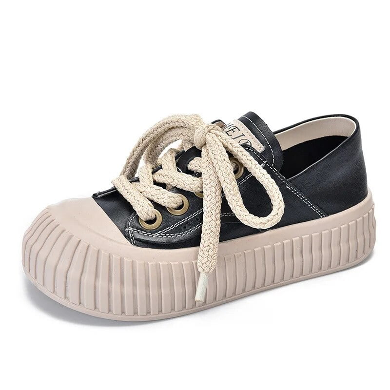 4CM Genuine Leather Spring Loafers Skate Breathable Ethnic Vulcanize ...