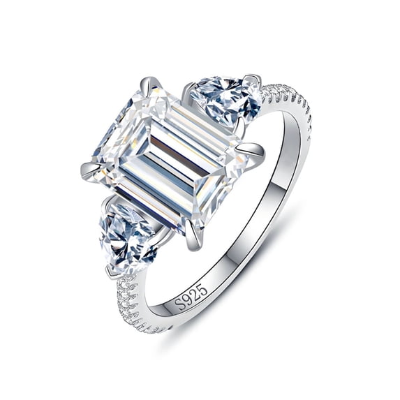 4CT Moissanite Engagement Rings for Women D Color VVS1 Clarity Emerald ...