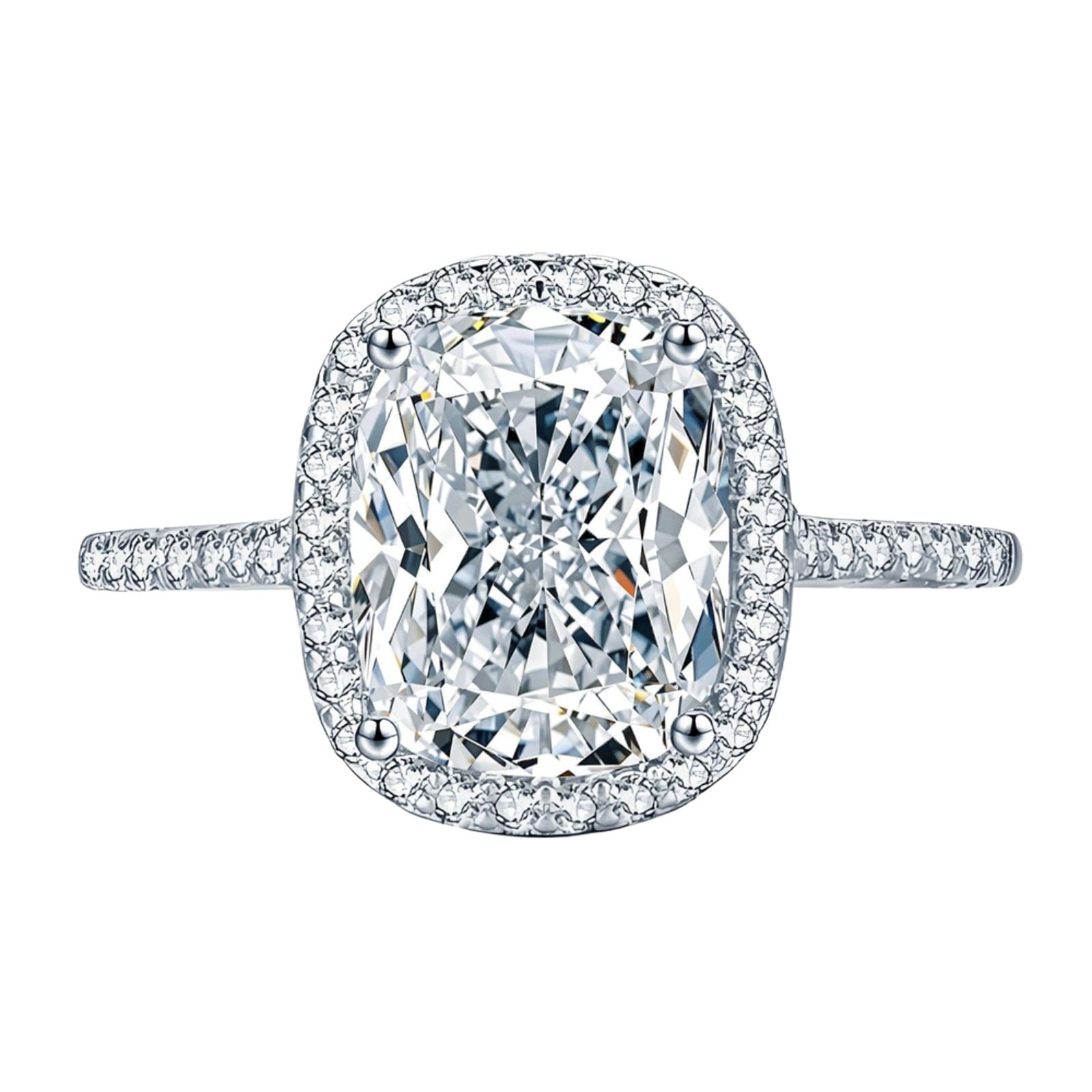 4CT Moissanite Rings for Women D Color VVS1 Clarity Elongated Cushion ...