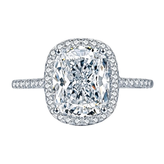 4CT Moissanite Rings for Women D Color VVS1 Clarity Elongated Cushion ...