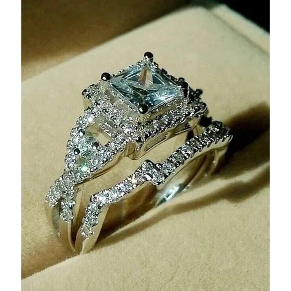 4CT Princess Cut Lab Created Diamond Women's Pretty 14k White Gold ...