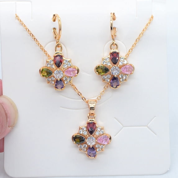 4CT Round Cut Diamond Lab-Created Multicolor Women Beauty Jewelry Set ...
