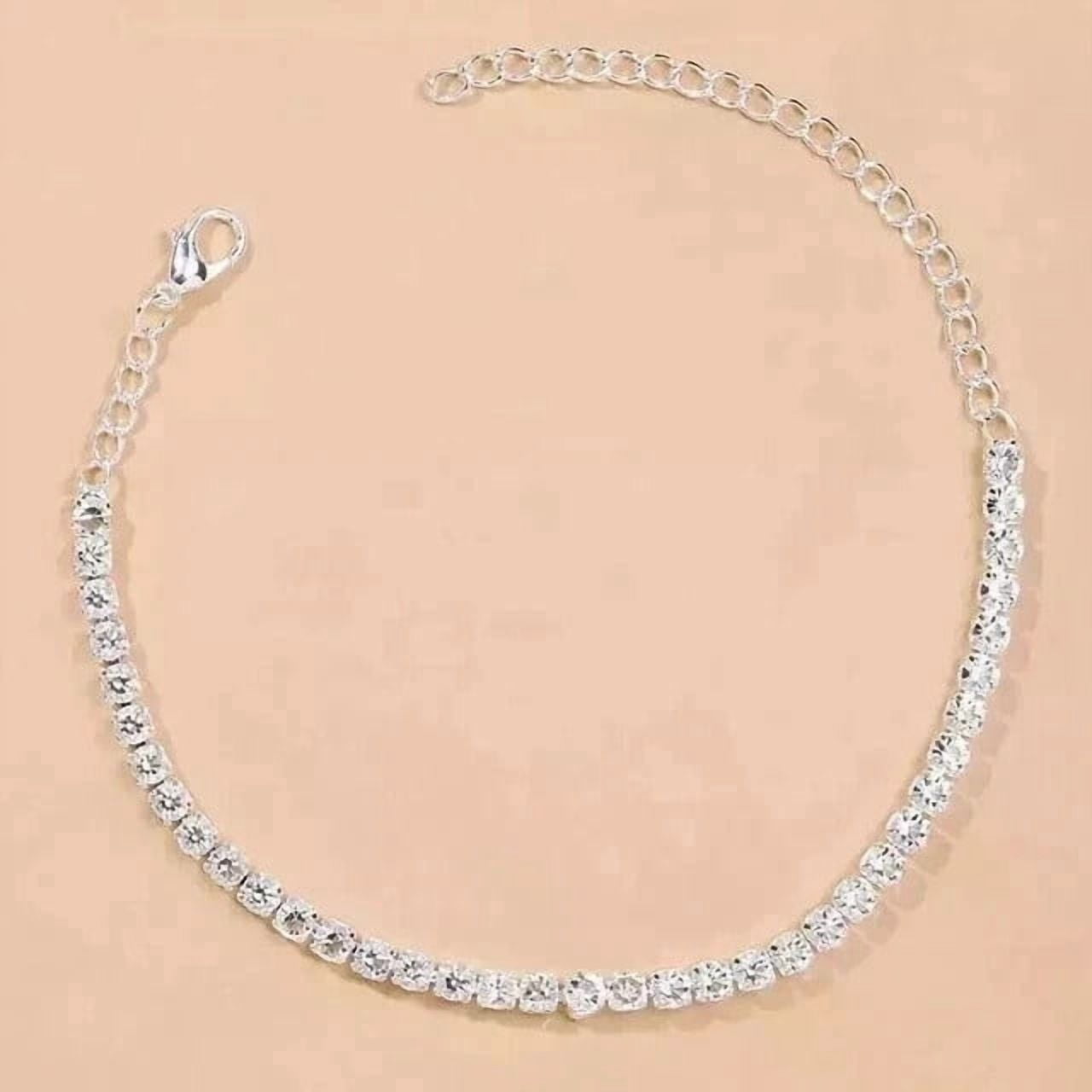 4CT Round Cut Lab Created Diamond Women's Anklet 14K White Gold Plated ...