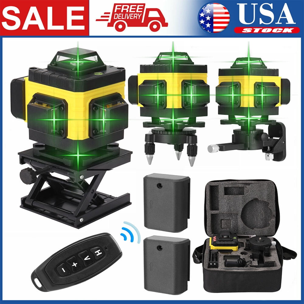 4D 16 Lines Green Laser Level Self Leveling 360° Cross Line Measure ...