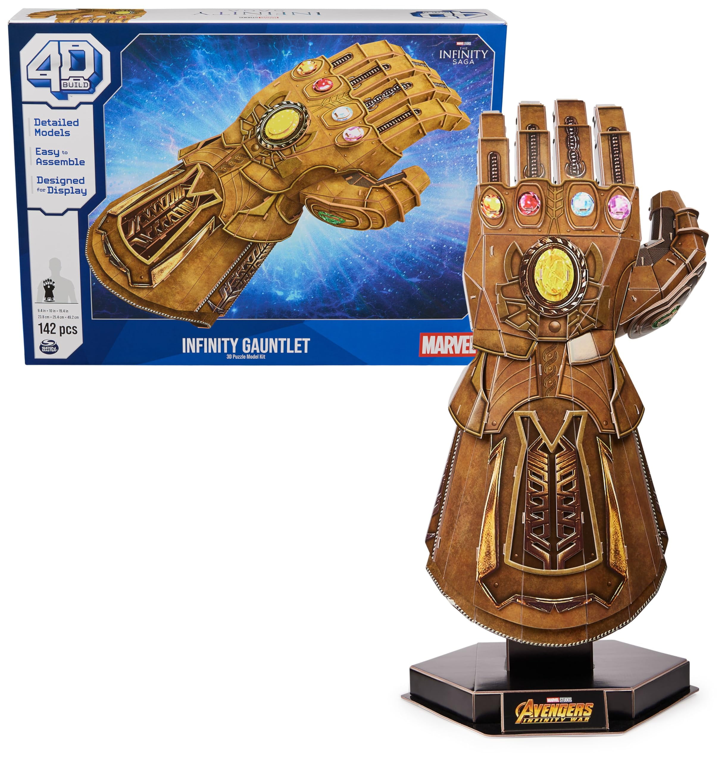 4D Build, Marvel Infinity Gauntlet 3D Puzzle Model Kit with Stand 142 Pcs | Thanos Desk Decor ...