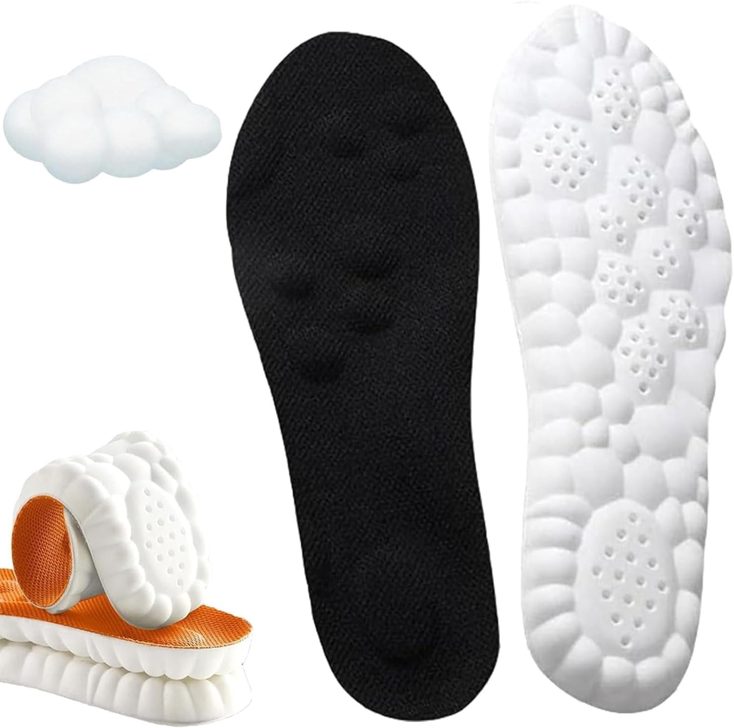 4D Cloud Insoles for Men Women, Breathable Memory Foam Cloud Massage ...
